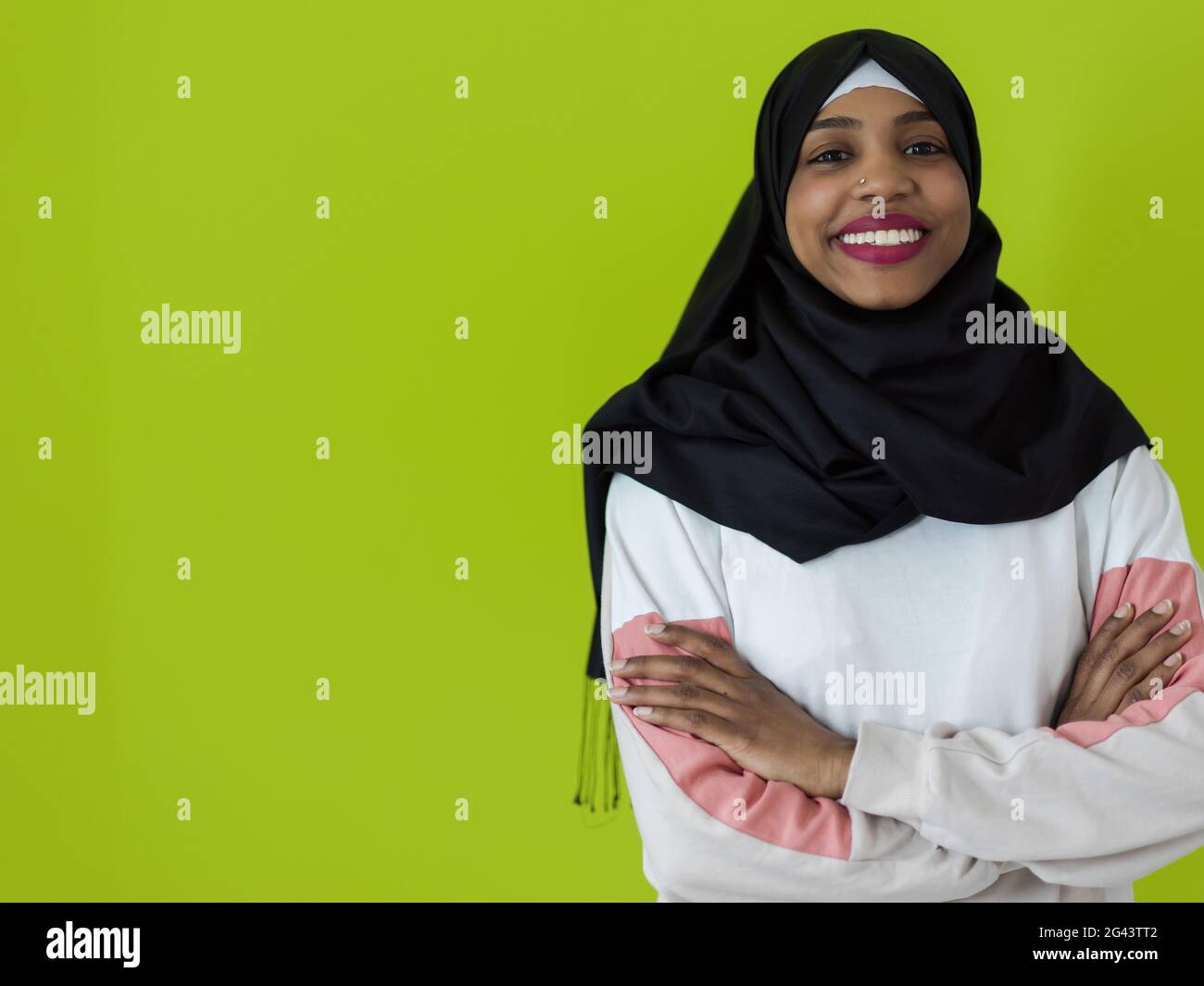 African muslim woman wearing hijab and traditional muslim clothes ...