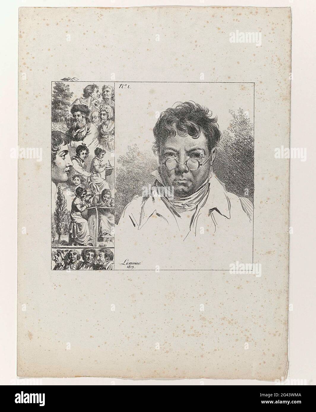 Self-portrait with drawing studies. Self-portrait with glasses; In the ...