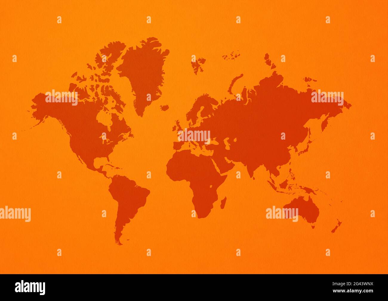 World map on orange wall background Stock Photo - Alamy