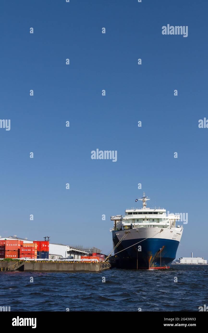 The Ro-Ro cargo ship WAKANATSU (built in 2006) loading at a dock in ...