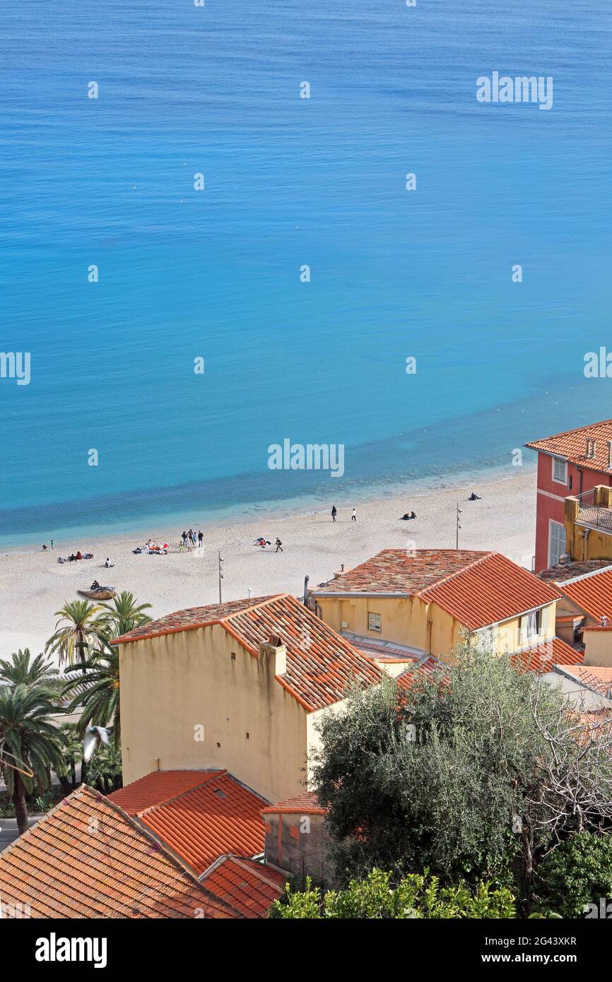 Plage des Sablettes, Menton, Provence-Alpes-Cote d'Azur, France Stock ...