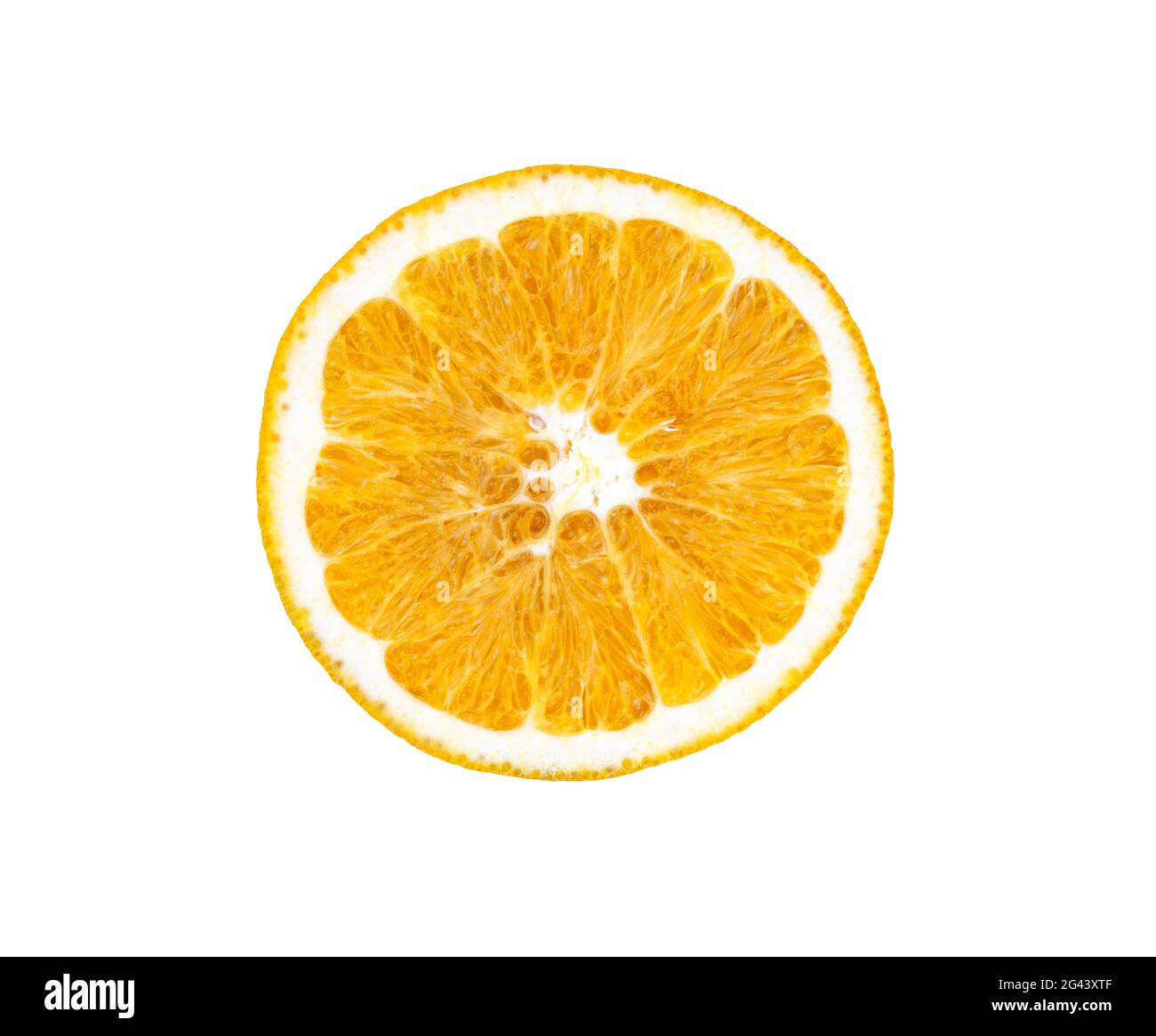 Orange cross section against white background Stock Photo - Alamy