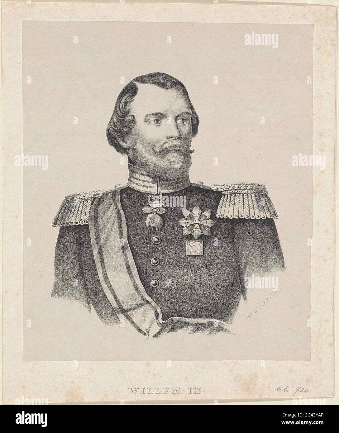 Portrait of Willem III, King of the Netherlands. Portrait of Willem III ...