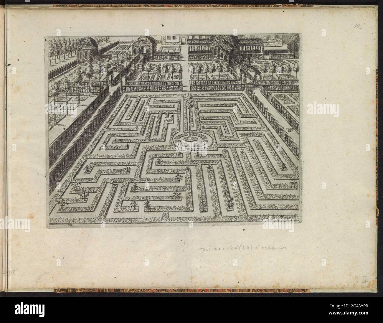 Garden with a rectangular ground floor with a circular compartment with ...