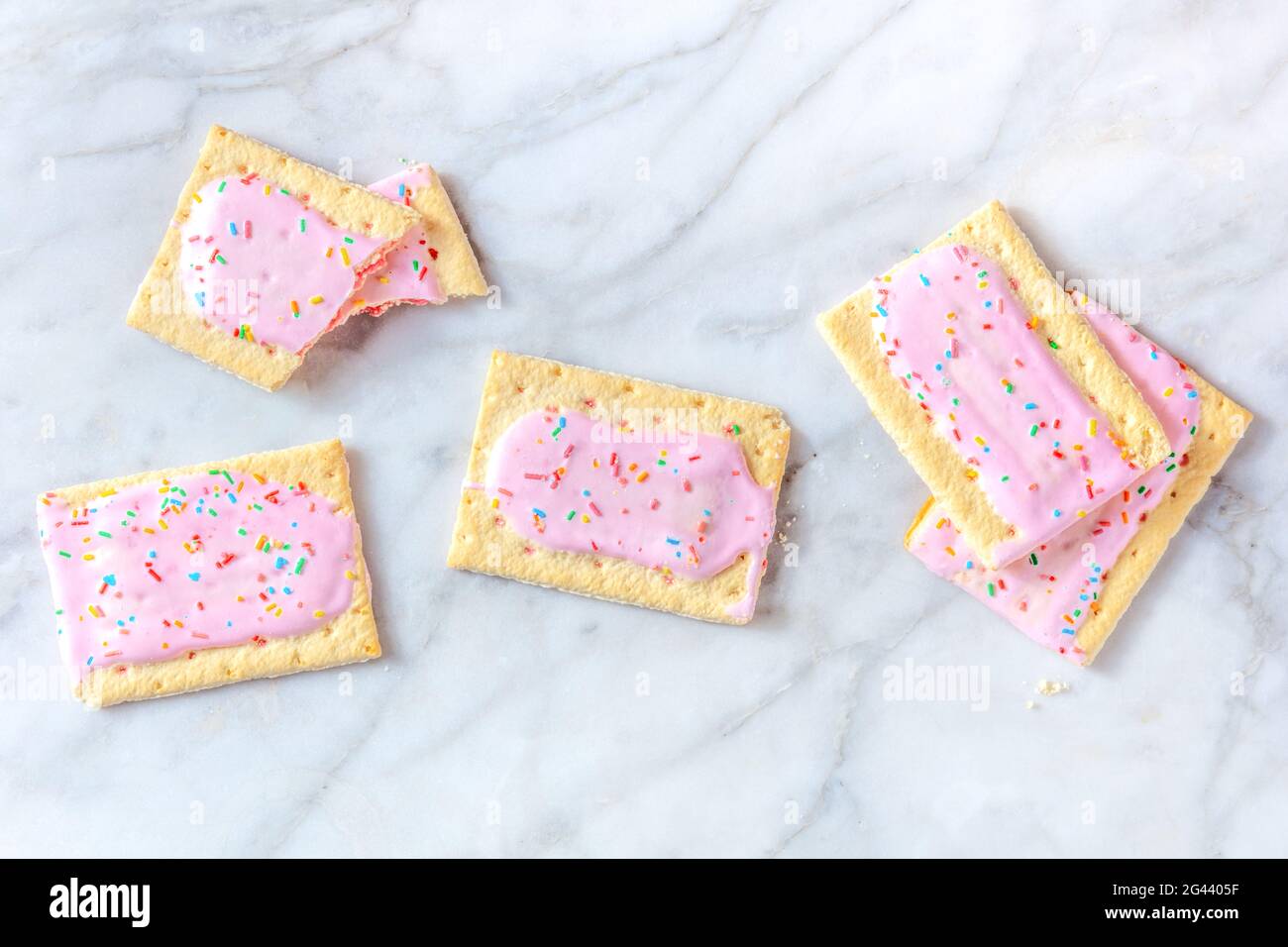 Strawberry pop tarts, overhead flat lay shot Stock Photo - Alamy