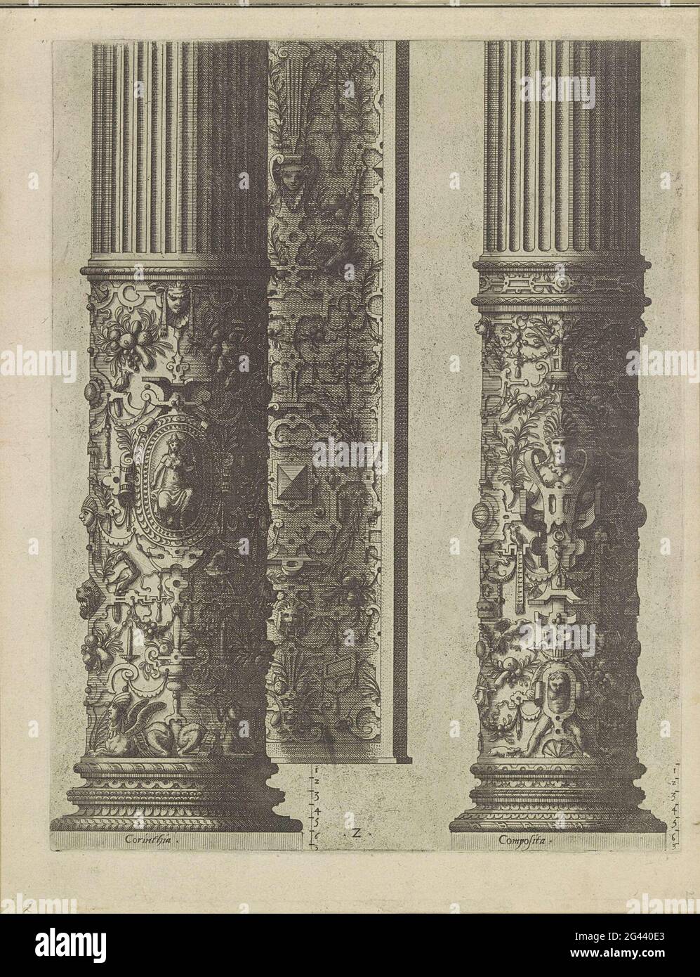 Two 'Columnae Calatae', in the composite and corinthic order; Das other ...