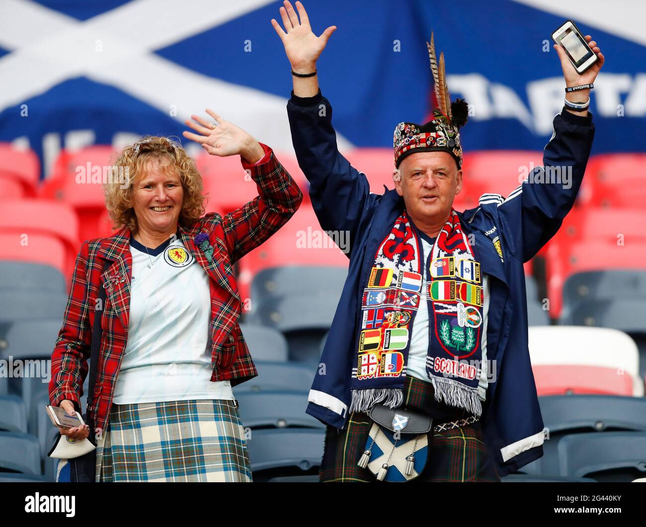 London, UK. 18th June, 2021. Scotland's supporters are seen in the ...