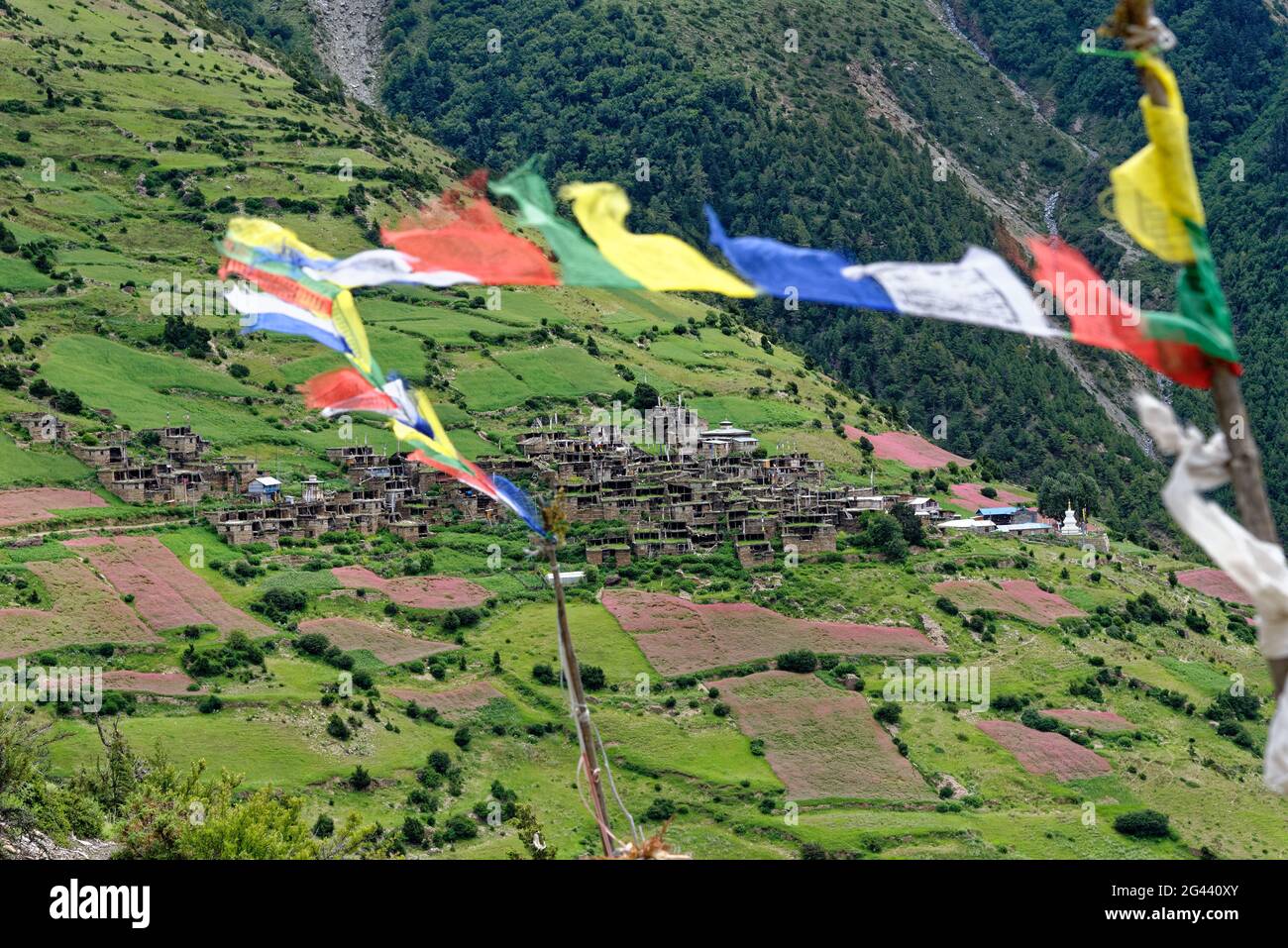 The villages in the valley of Manang, Nepal, Himalayas, Asia open up ...