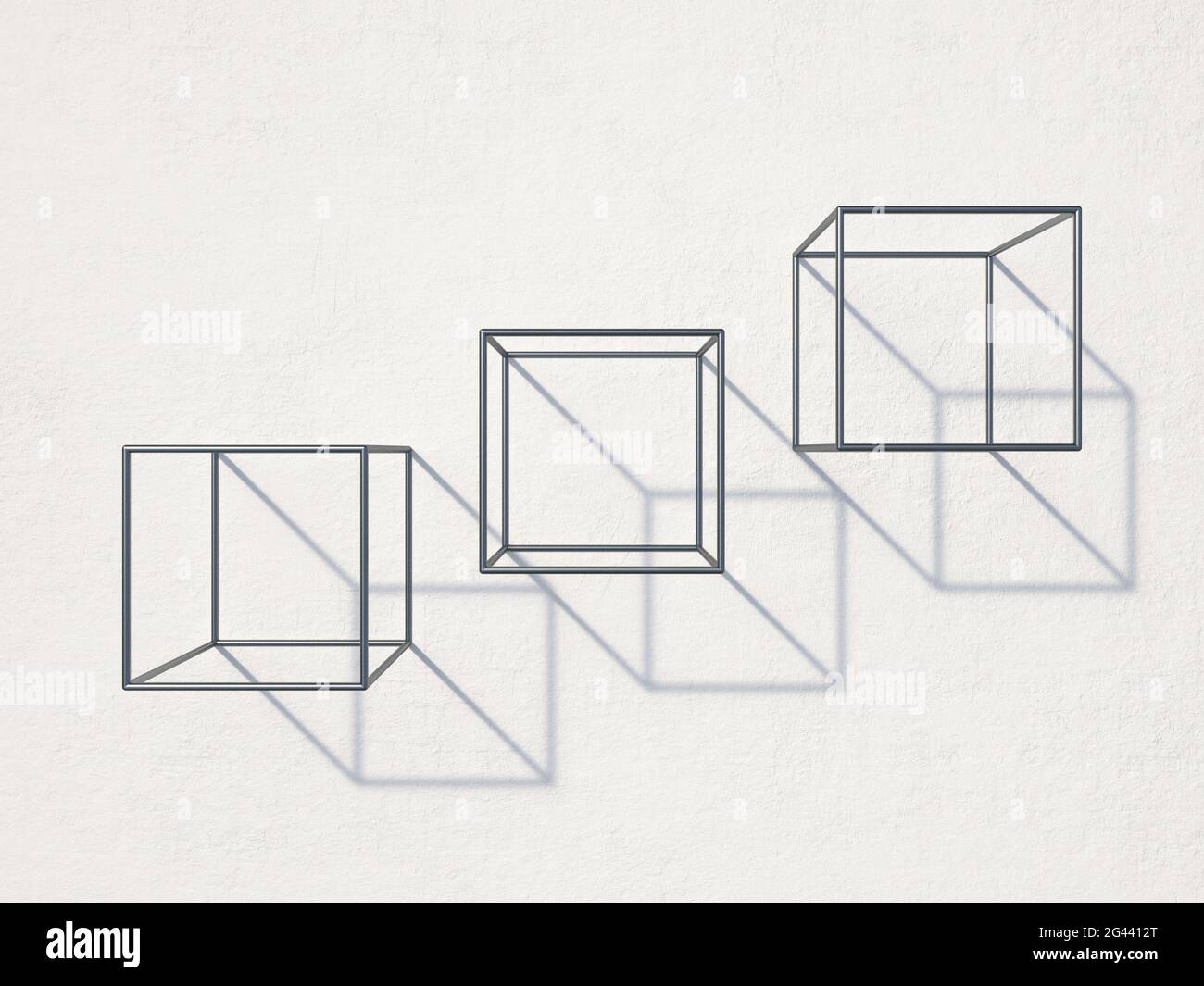 Three metal cubes with shadows 3D Stock Photo - Alamy