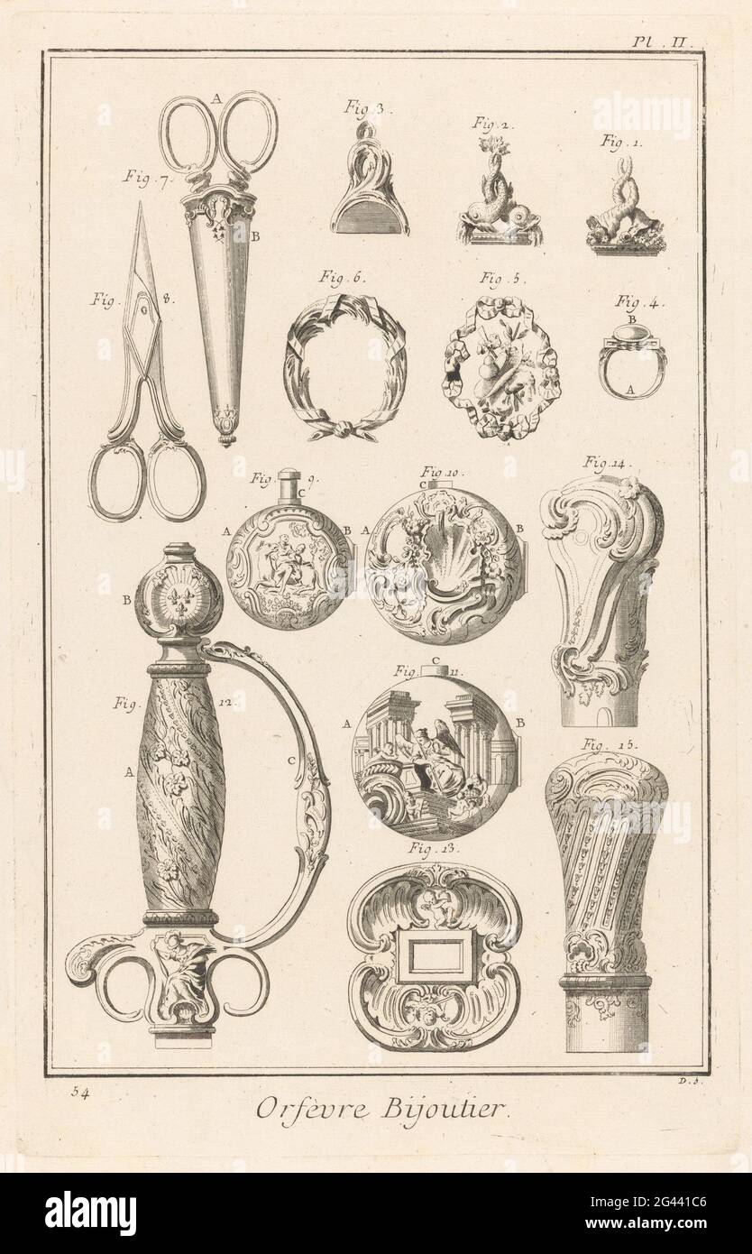 Examples of goldsmith work; Orfèvre Bijoutier. Different examples of ...