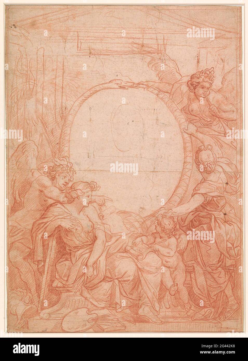 Design for a portrait surrounded by a snake. Design for an engraved ...