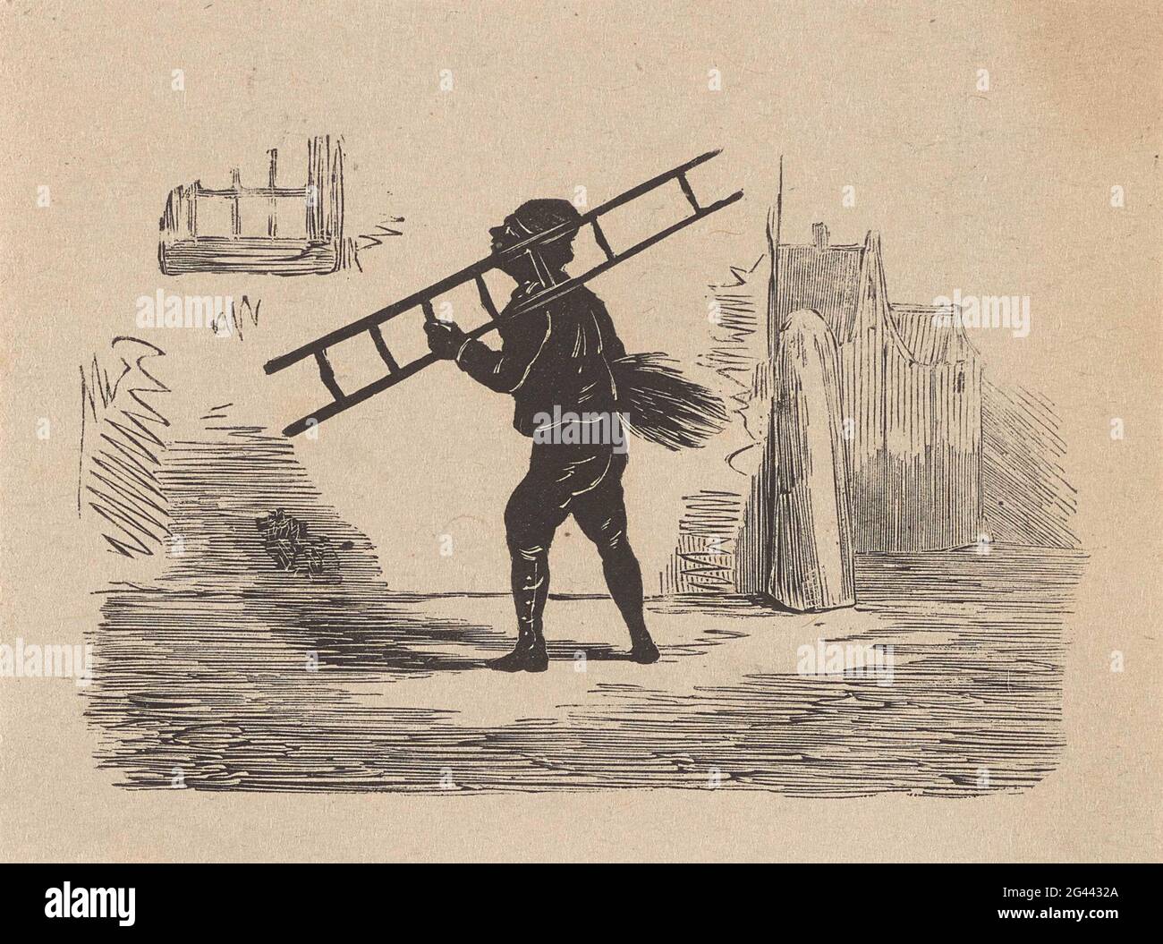 Black chimney sweep with a ladder Stock Photo - Alamy