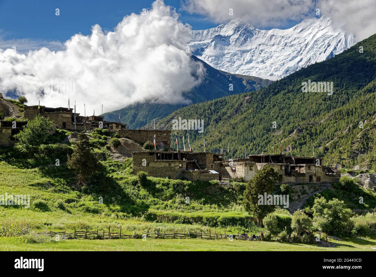 The traditional village of Braga in the Manang Valley, Nepal, Himalayas ...