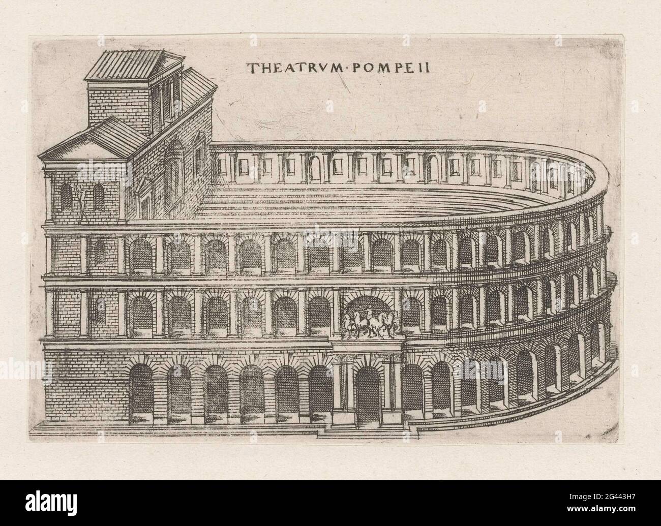 Pompeius Theater in Rome; Theatrum Pompeii; Livre des Edifes Antiques ...