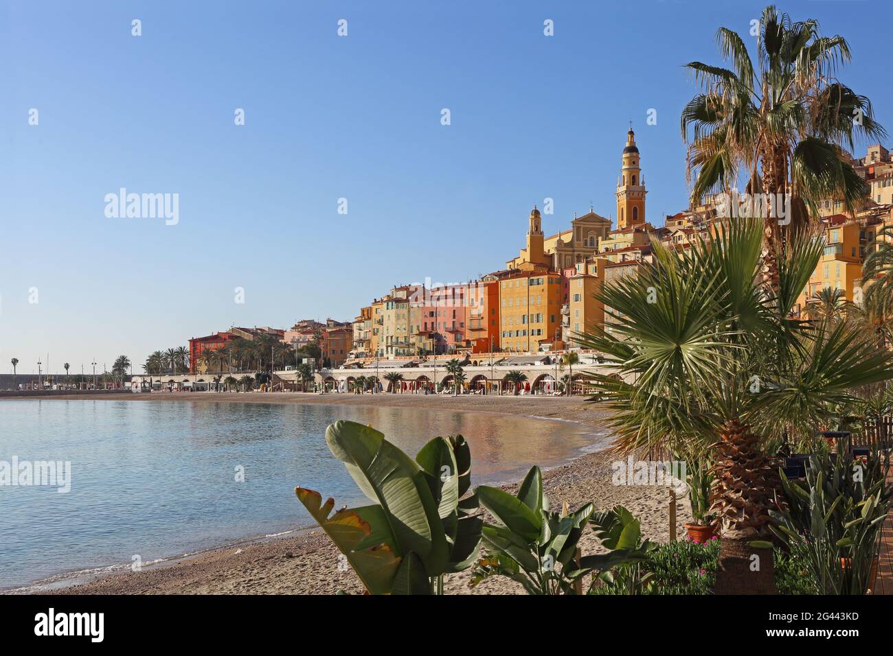 Plage des Sablettes, Menton, Provence-Alpes-Cote d'Azur, France Stock ...