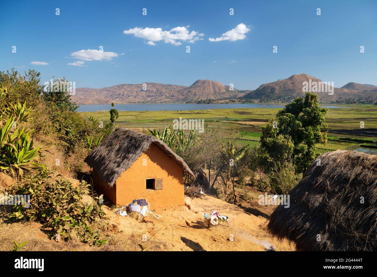 House on Lake Itasy, Lac Itasy, Merina tribe, highlands west of ...