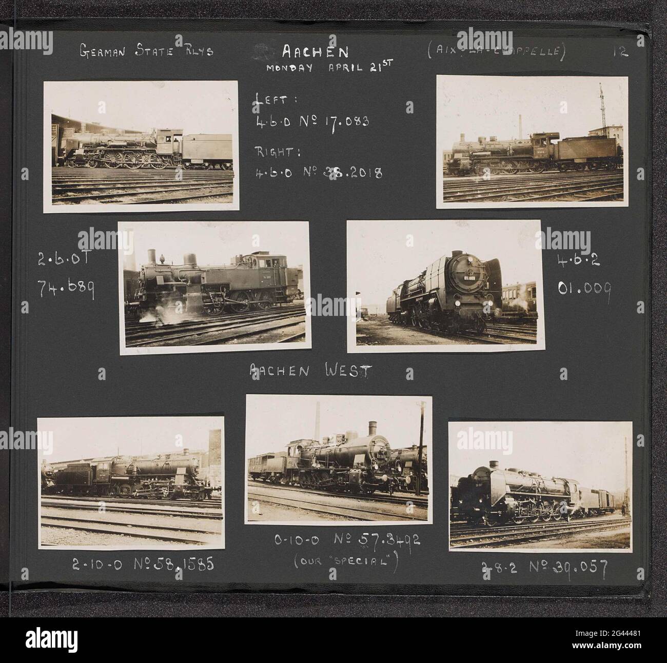 Locomotives on railway placements Aachen and Aachen West. Album leaf ...