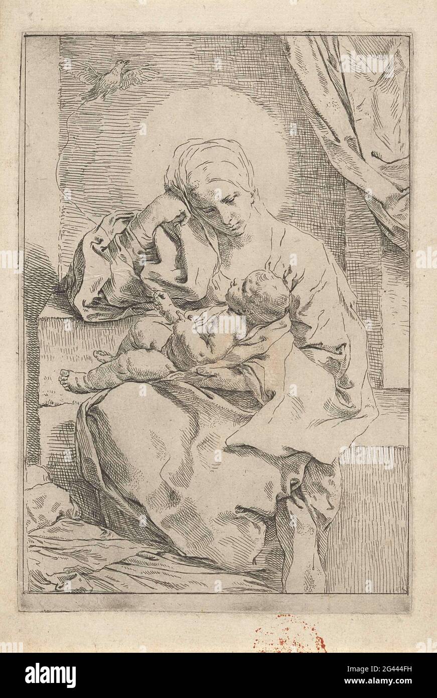 Maria with child and bird. Maria is on your lap with the Christ child ...