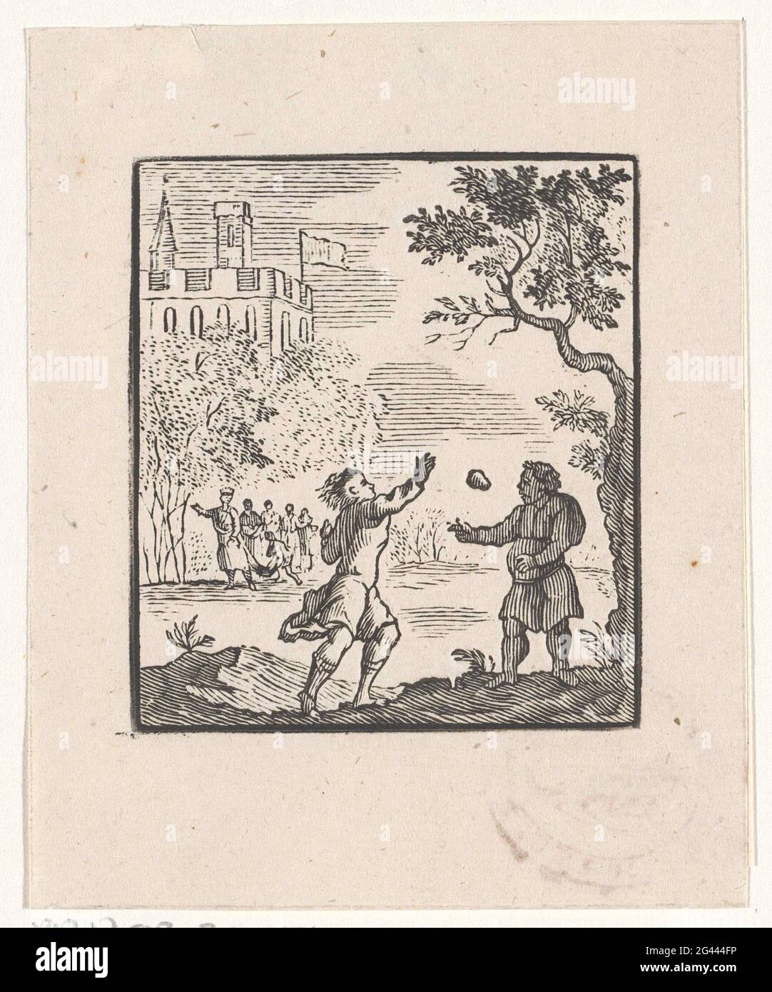 Presentation of a story from the Aesopus fables. A man throws an object ...
