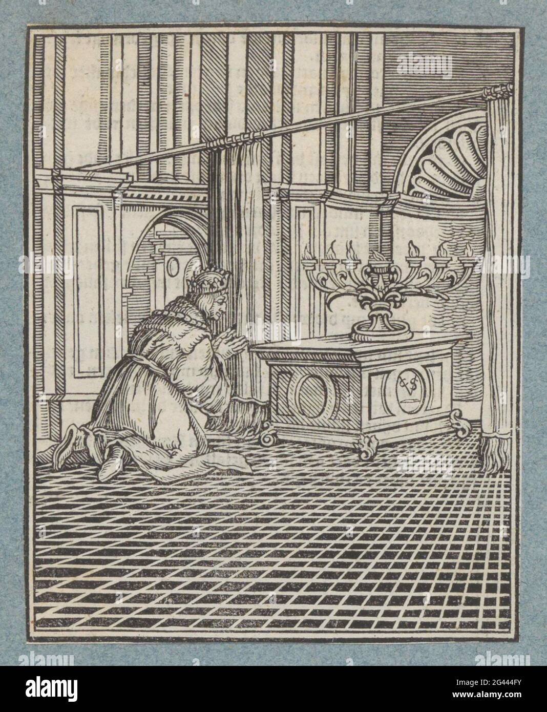 Solomon prays for wisdom. Solomon kneels praying for the ark of the ...