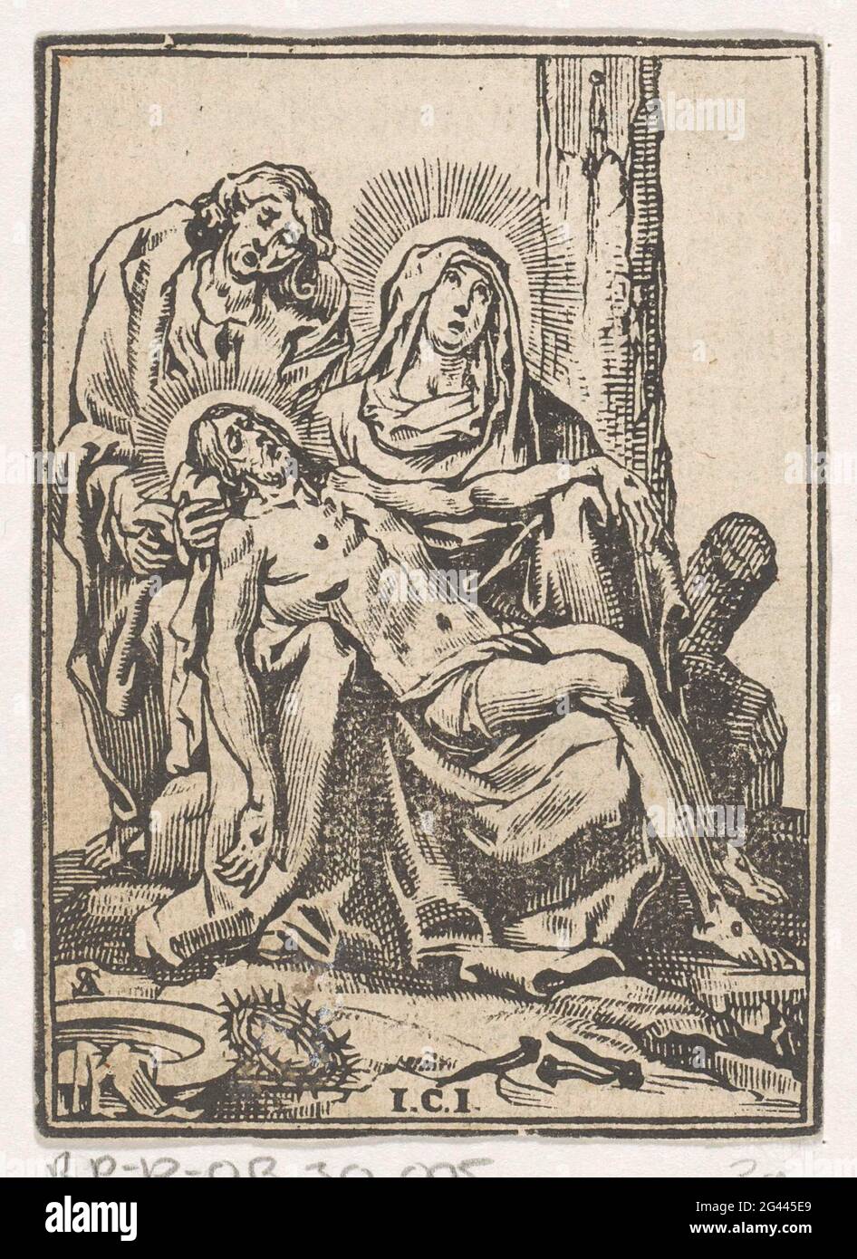 Pieta. Maria mapping at the foot of the cross with the body of the Died ...