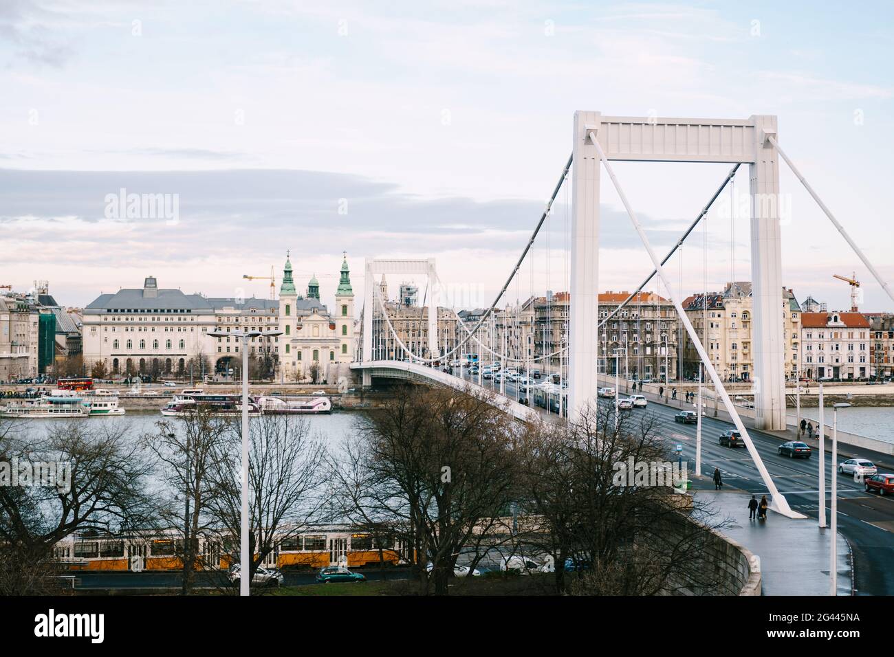 Panorama of the Elizabeth bridge over the Danube in Budapest Stock ...