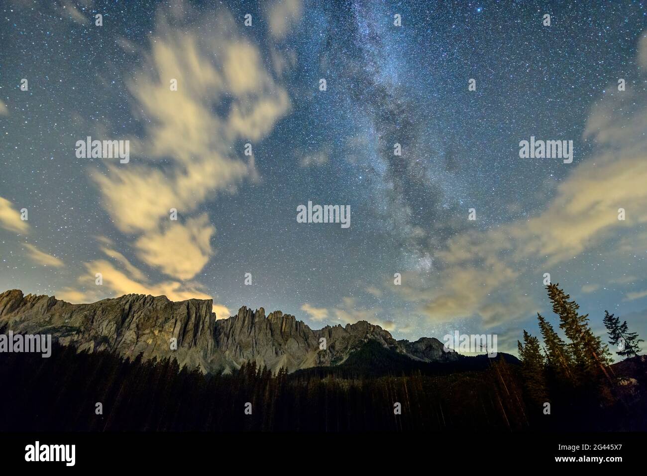 Milky Way over Latemar Group, Rosengarten, Dolomites, UNESCO World ...