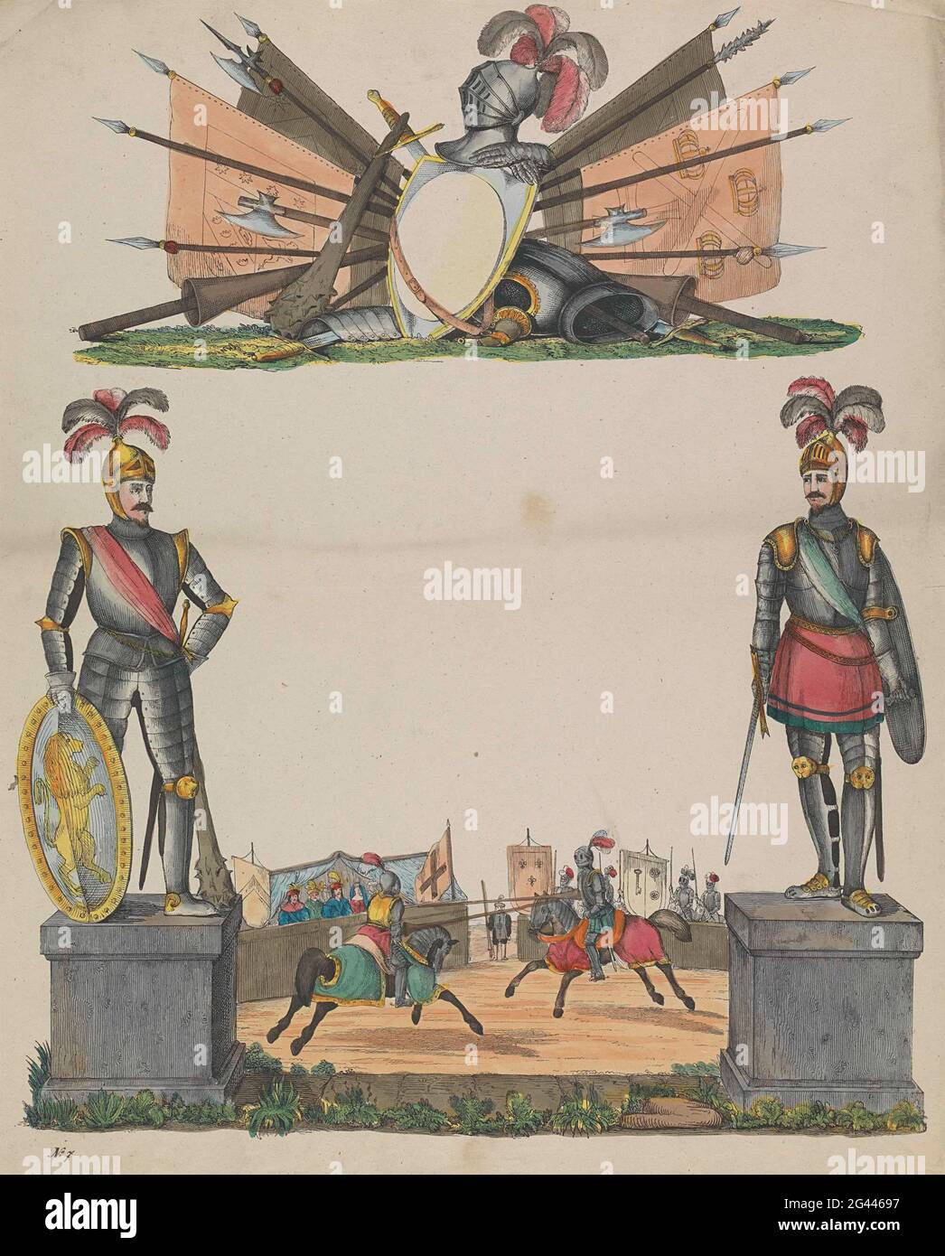 Greeting letter with knight tournament. Call letter with unwritten ...