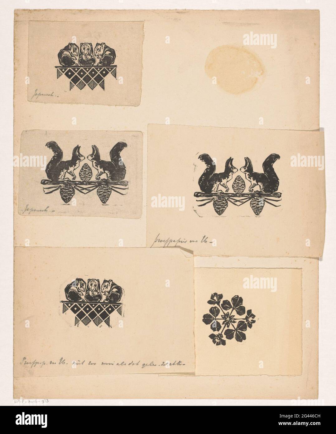 Vignettes with animals and flowers. Five vignettes with flowers and ...