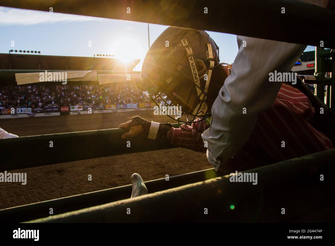 Reno, USA. 17th June, 2021. Braden Richardson prepares to ride Diamond ...