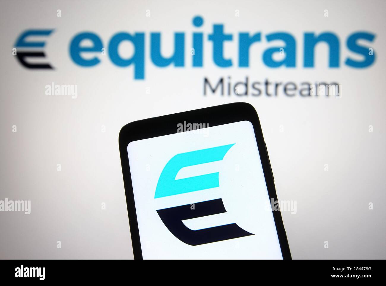 In this photo illustration, Equitrans Midstream Corporation logo is ...
