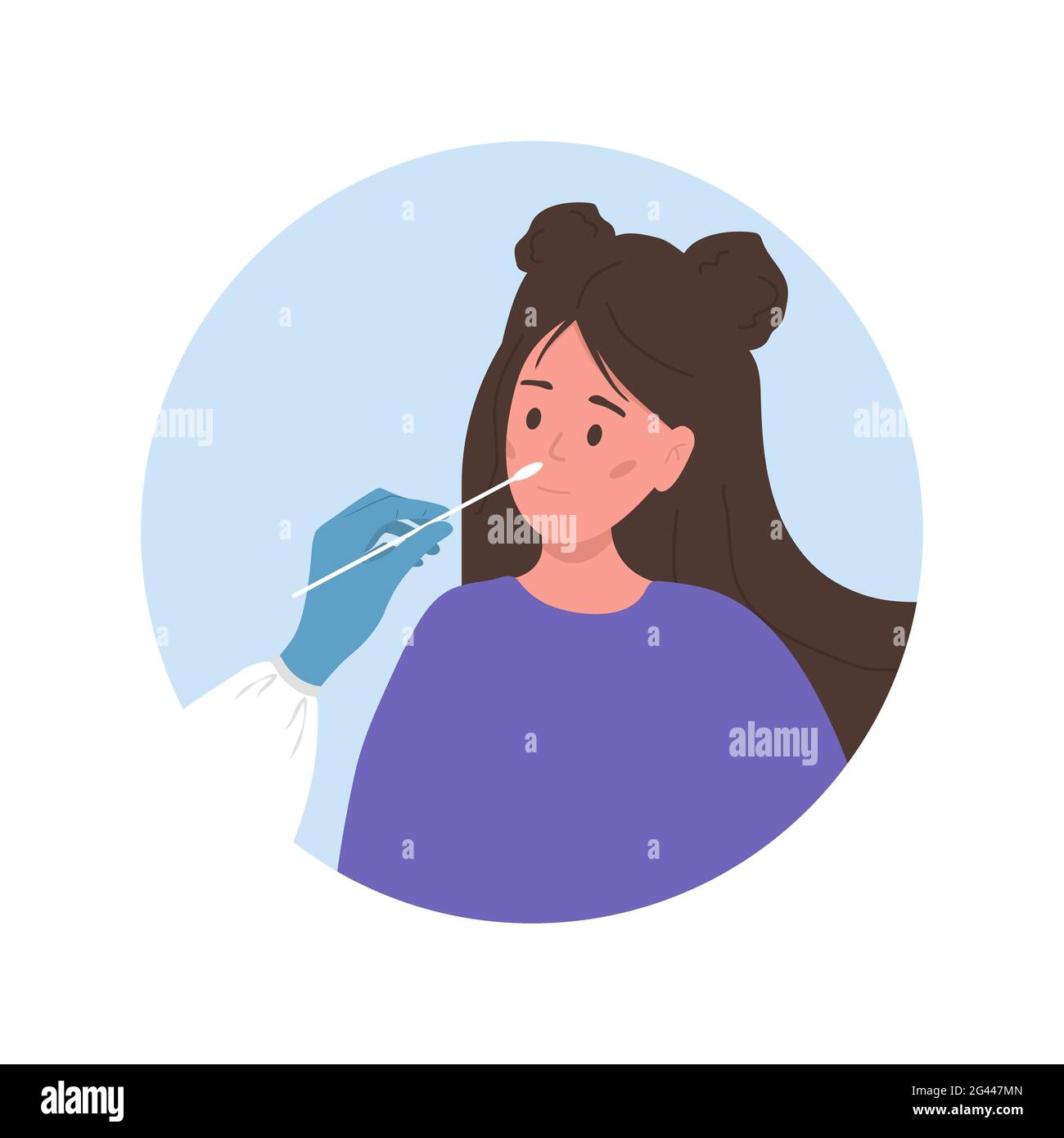 Woman does PCR test. Nasal swab laboratory analysis. Covid-19 ...