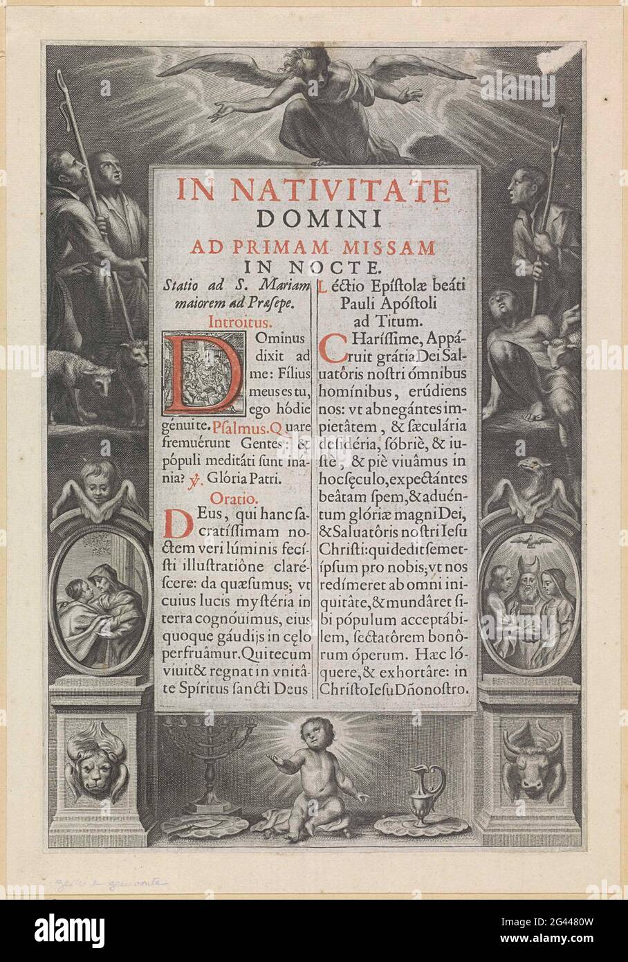 Framing with the proclamation to the shepherds. A picture frame with ...