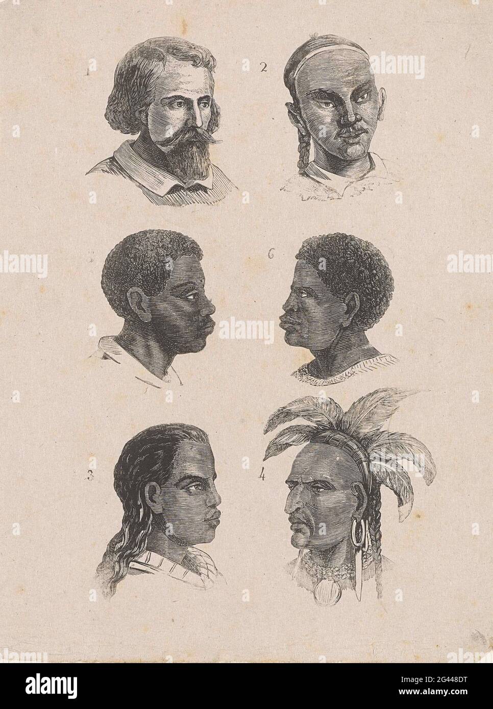 Six men's heads of different human varieties Stock Photo - Alamy