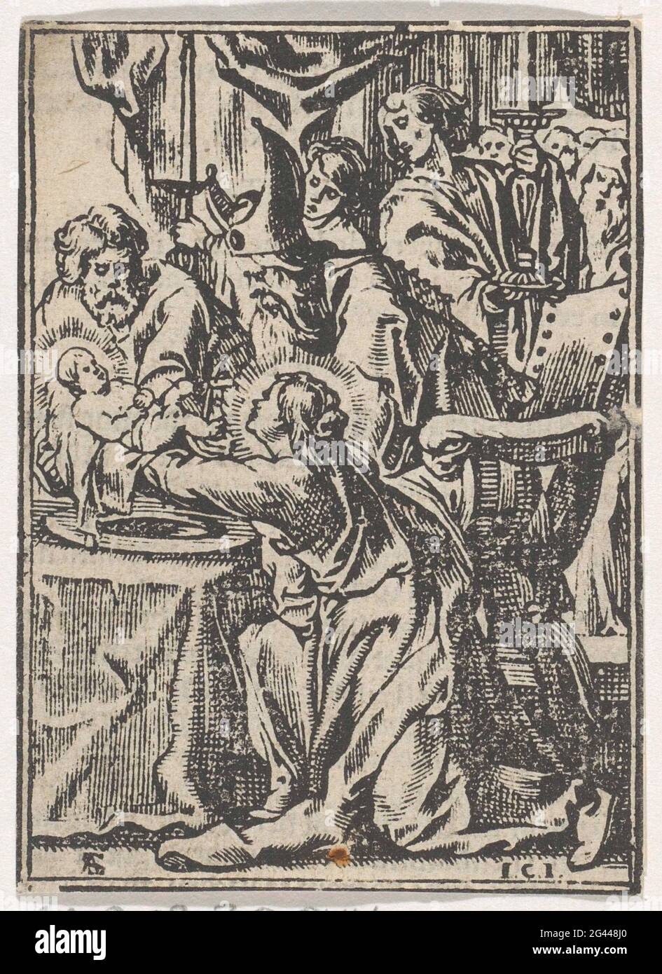 Circumcision of Christ in the temple. The priest performs the procedure ...