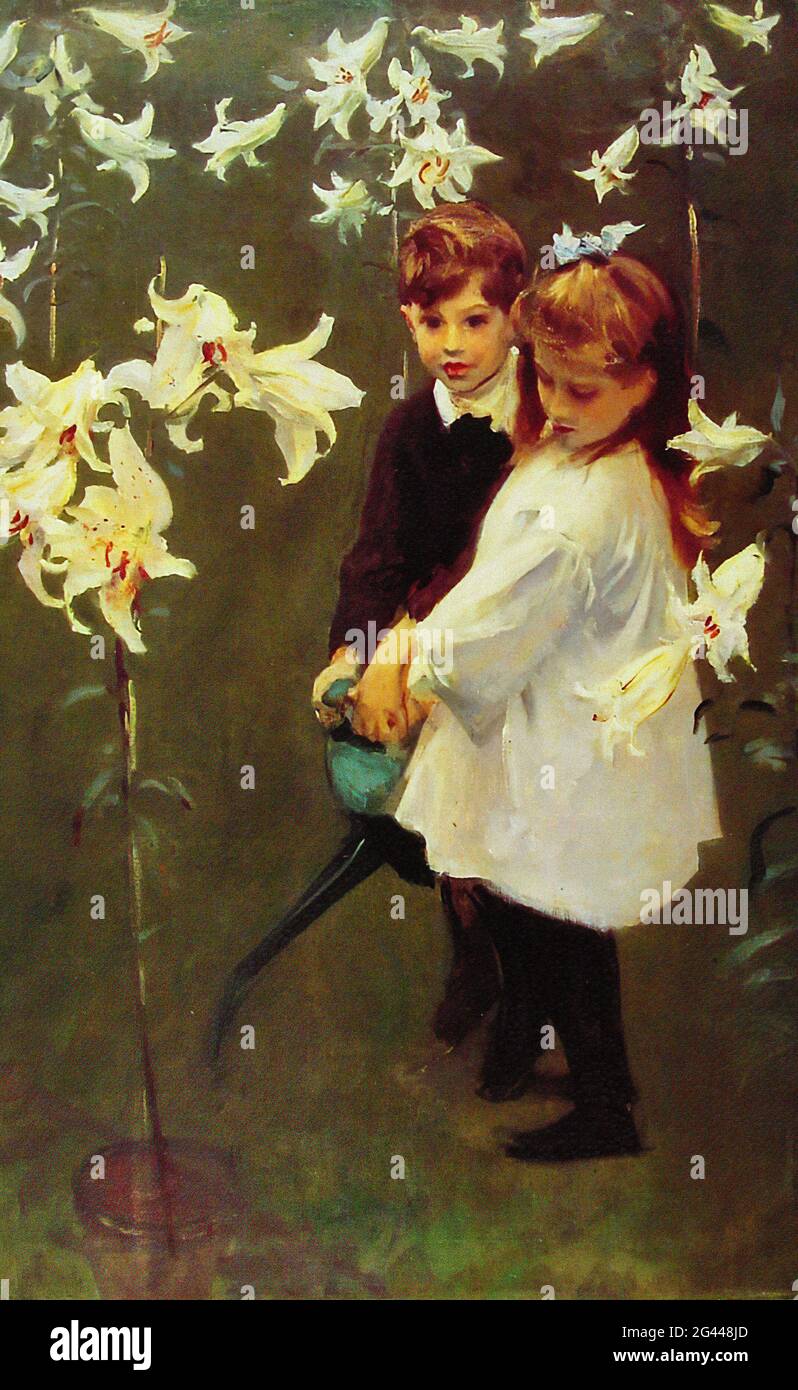 John Singer Sargent - Garden Study Vickers Children 1884 Stock Photo ...