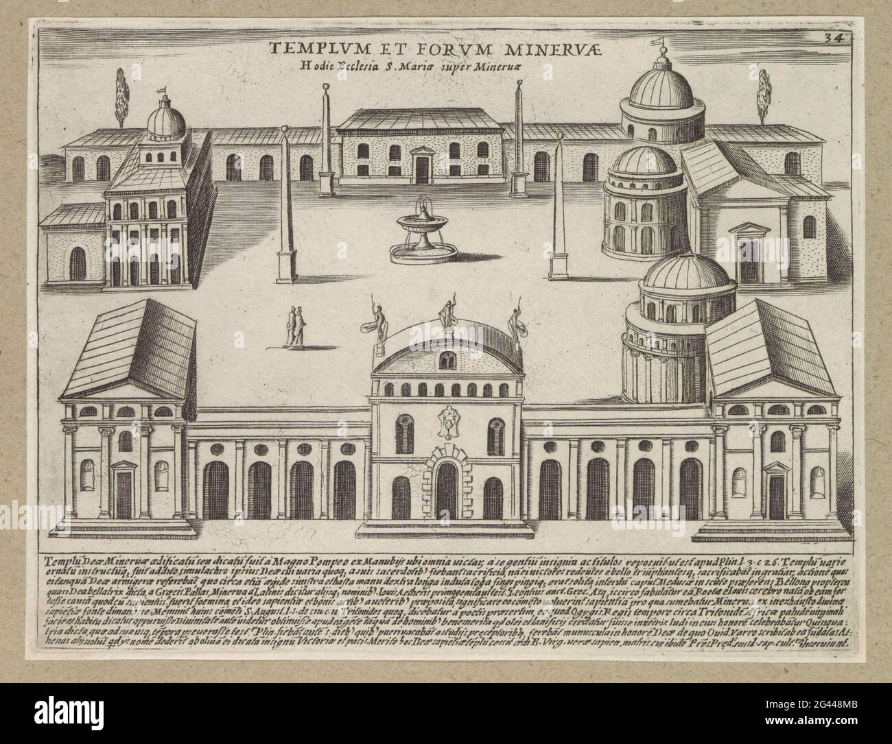 Temple and Forum of Minerva in Rome; Templum et forum minervae; Antique ...