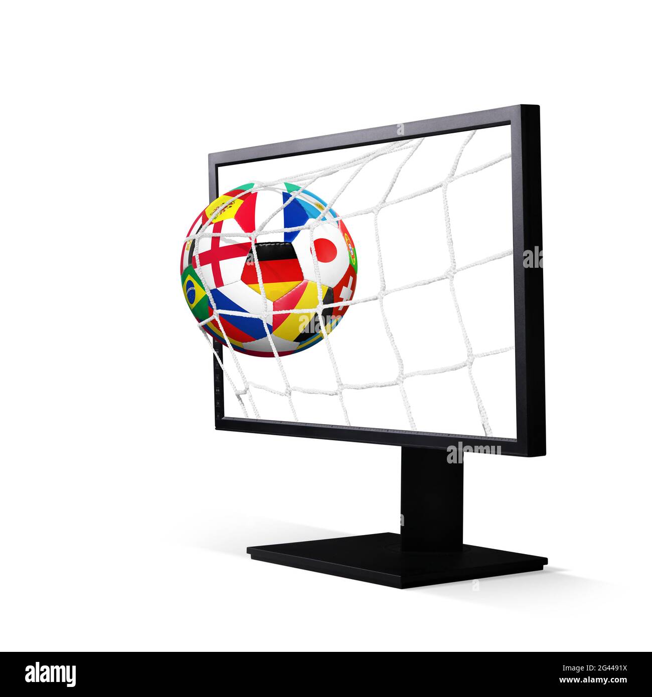 Football goal in the field Cut Out Stock Images & Pictures - Alamy