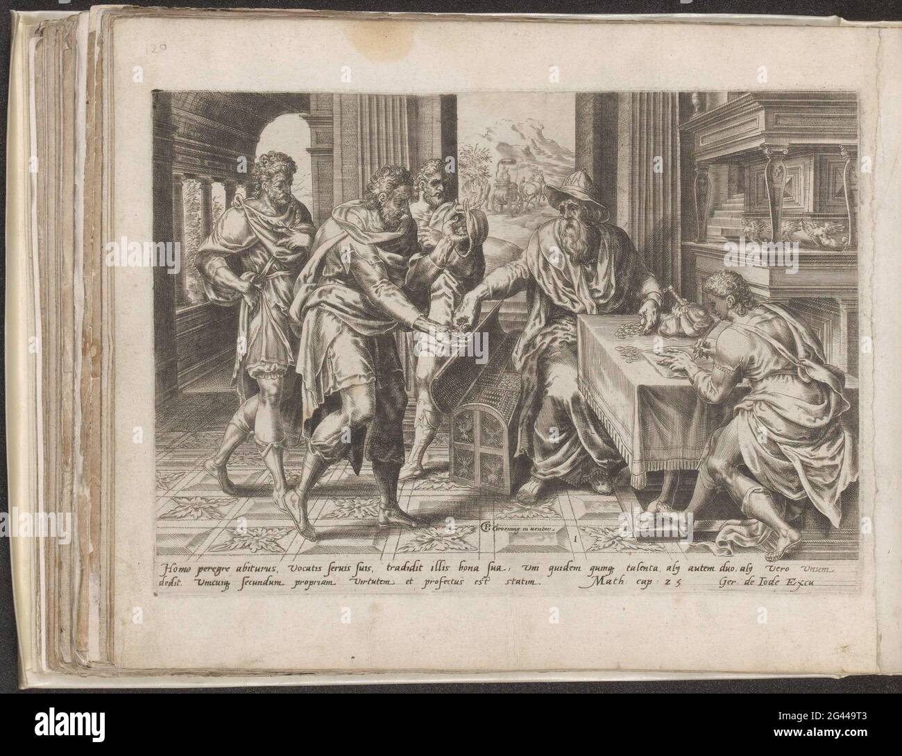 Man gives talents to his servants; Parable of the talents. A man at a ...