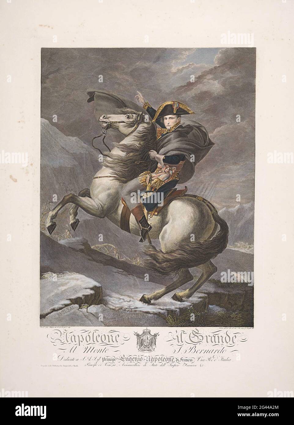 Napoleon crosses the Alps at St. Bernard pass; Napoleon Il Grande Al ...