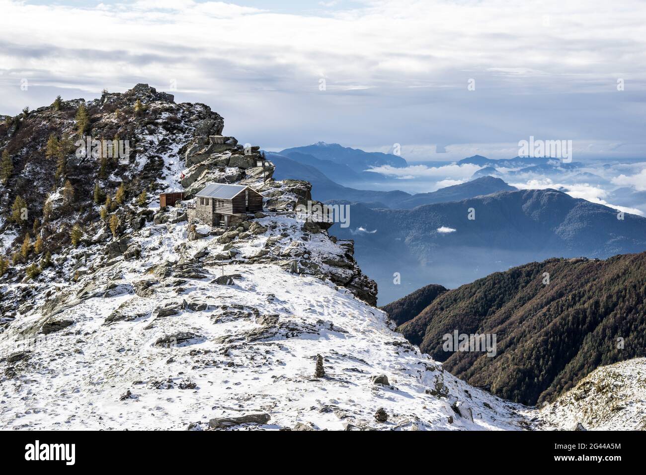 The Capanna Albagno high above Bellinzona, Lepontine Alps, Ticino ...