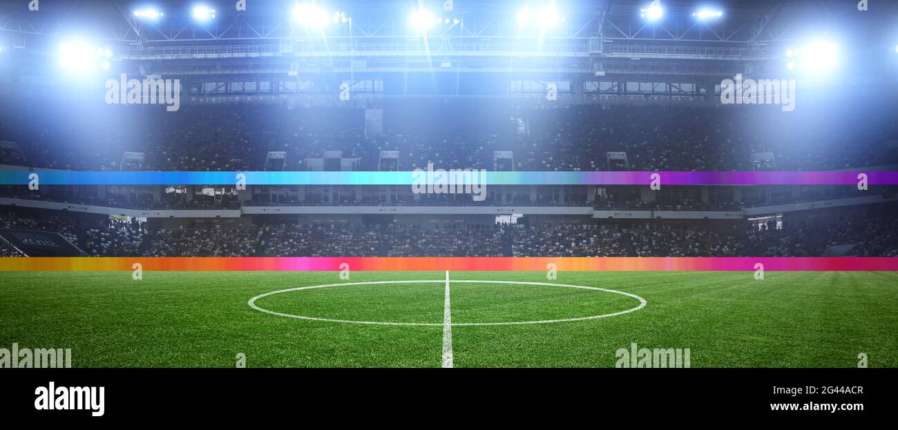 Soccer stadium arena with natural green grass Stock Photo - Alamy