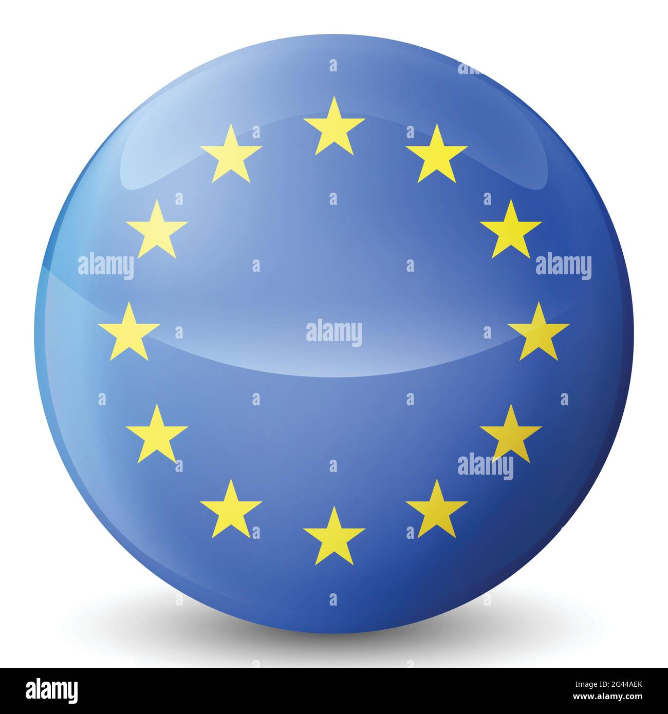 Glass light ball with European Union flag. Round sphere, template icon ...