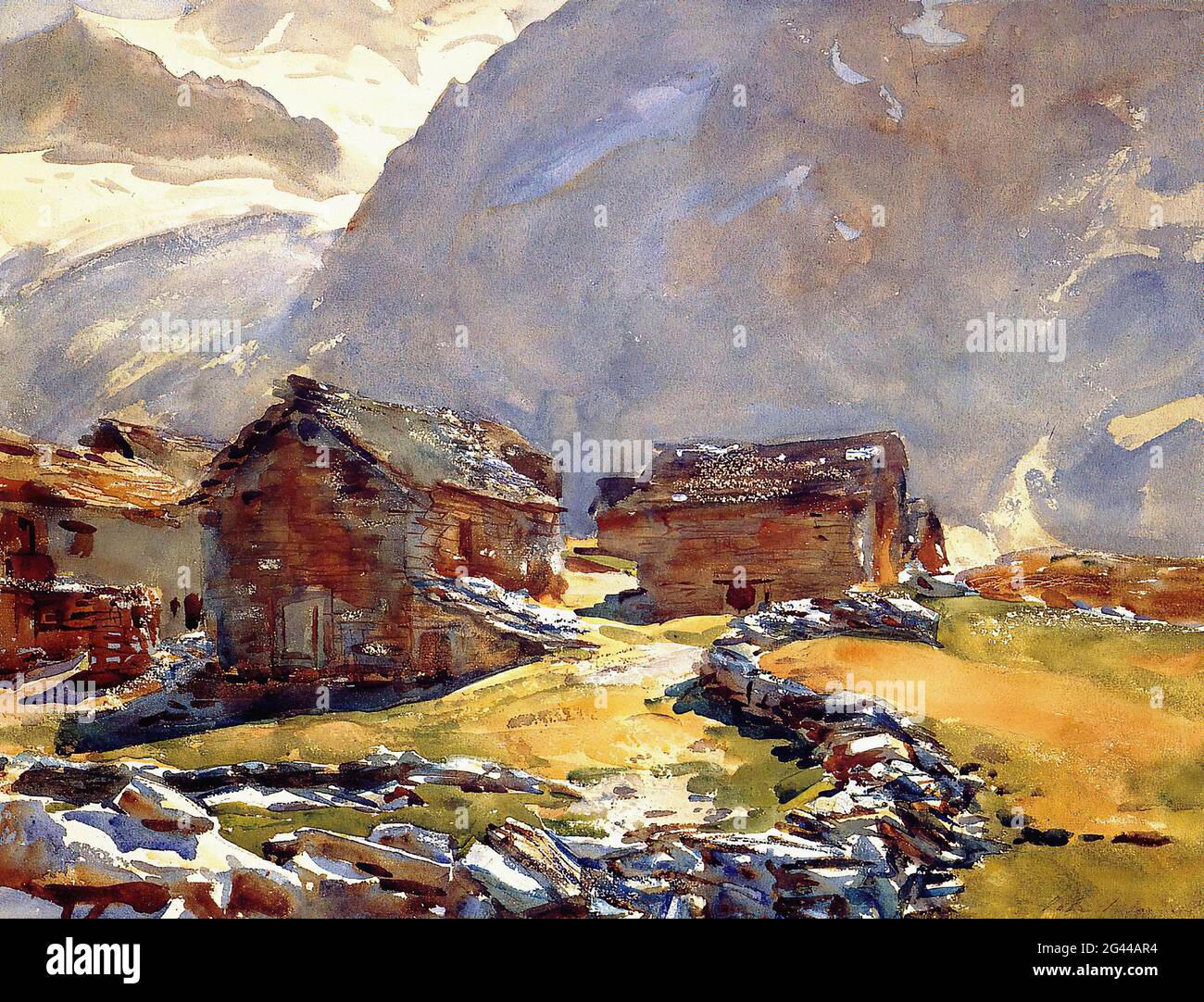 John Singer Sargent - Simplon Pass Chalets Mountain 1911 Stock Photo ...