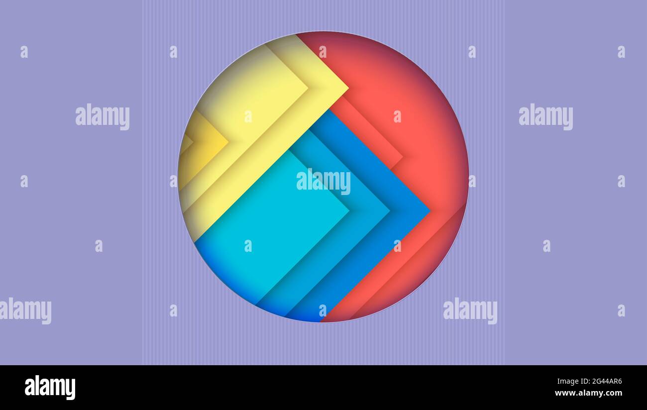 Abstract geometric pattern in paper style. Color layers with shadow ...