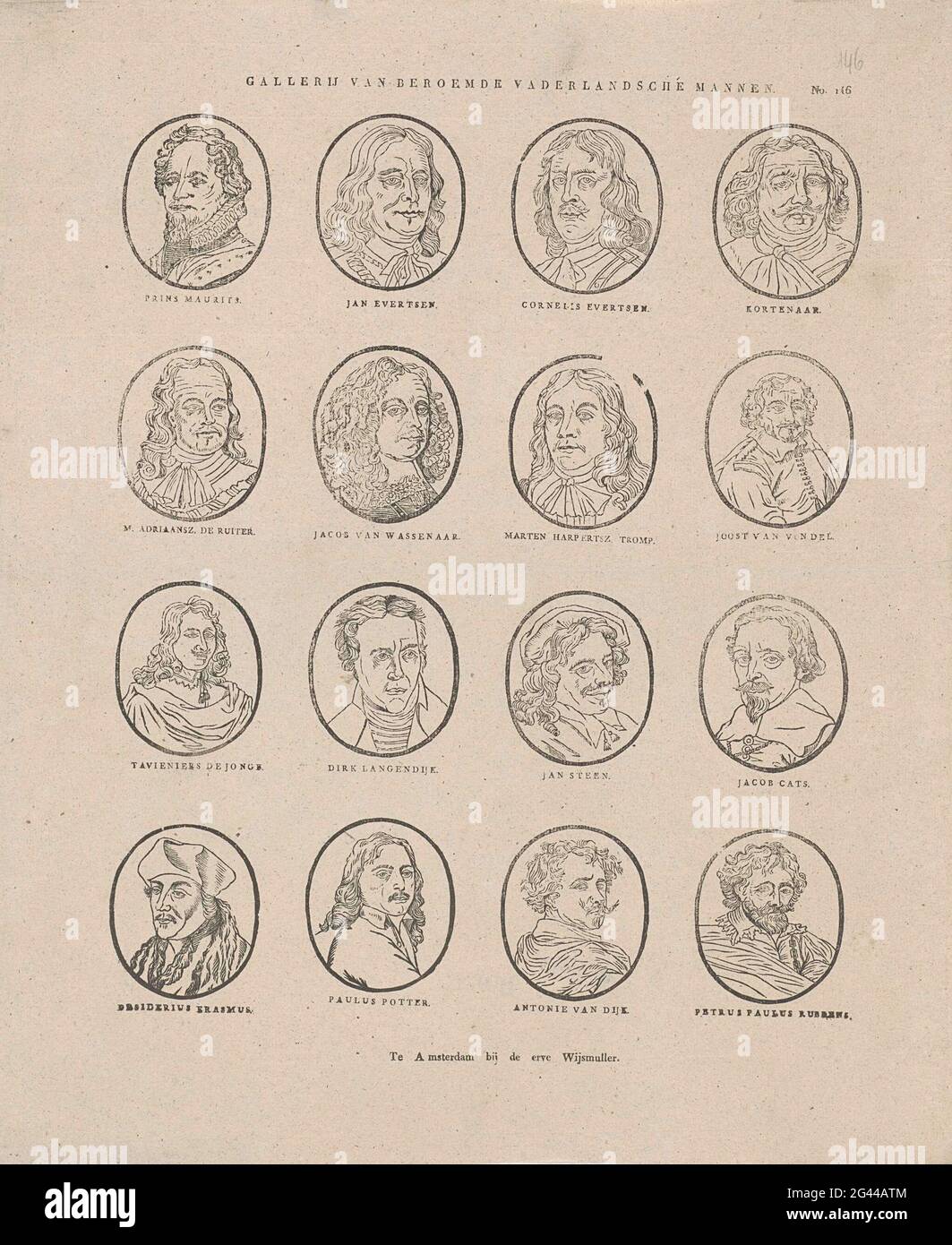Gallery of famous patriotic men. Sheet with 16 oval portraits of famous ...