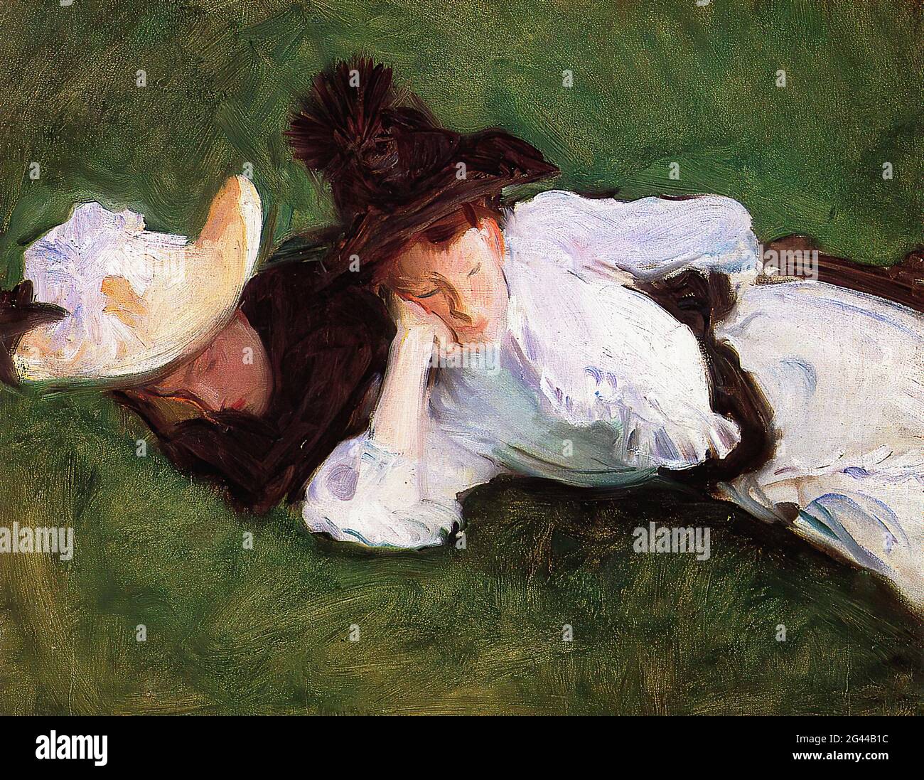 John Singer Sargent - Two Girls Lying Grass 1889 Stock Photo - Alamy
