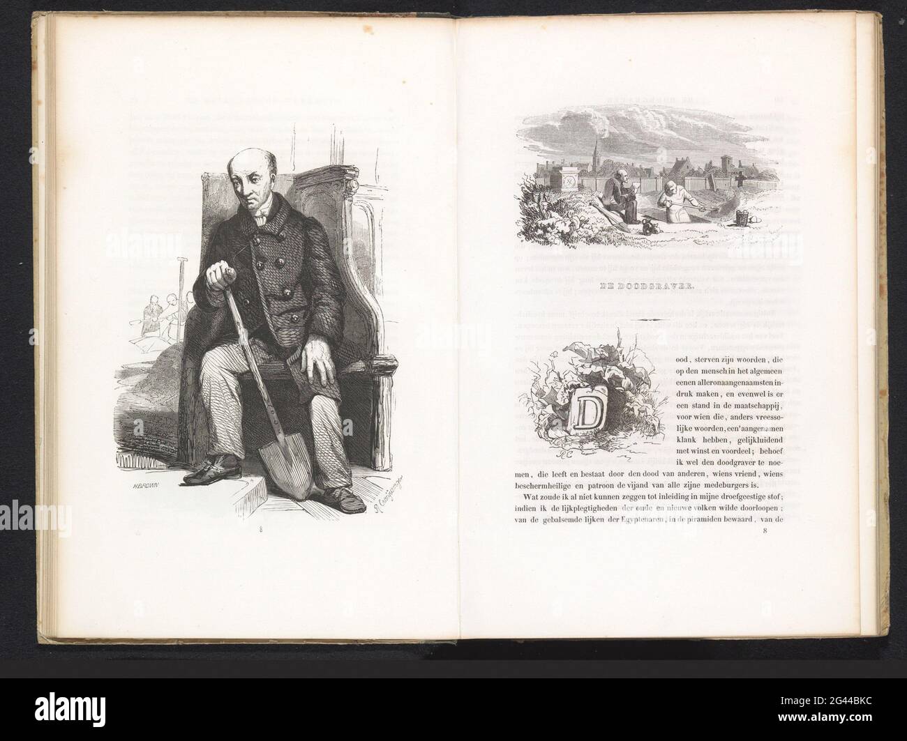 The death digger, 1840-1841. The death digger. Sitting man with spade ...