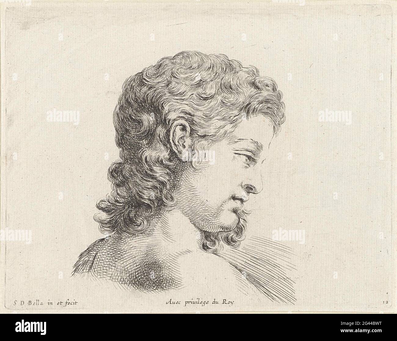 Head of a young man, in profile to the right; The principles of drawing ...