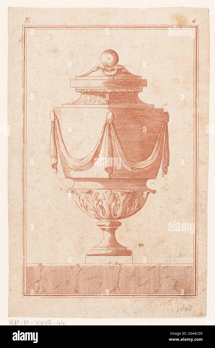 Neoclassical vase with drapery. Neoclassical vase with lid. The button ...